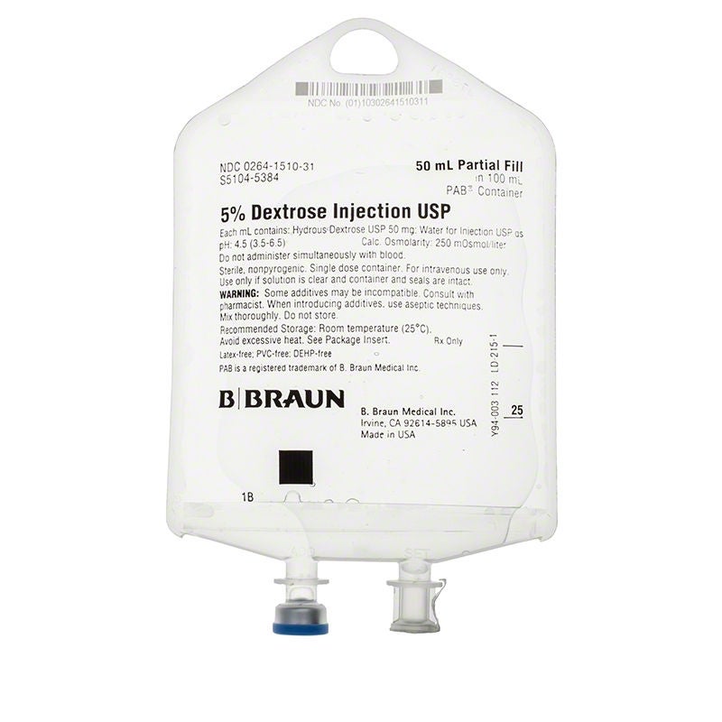 5% Dextrose Injection USP, 50 Fill in 100 mL PAB® Container
