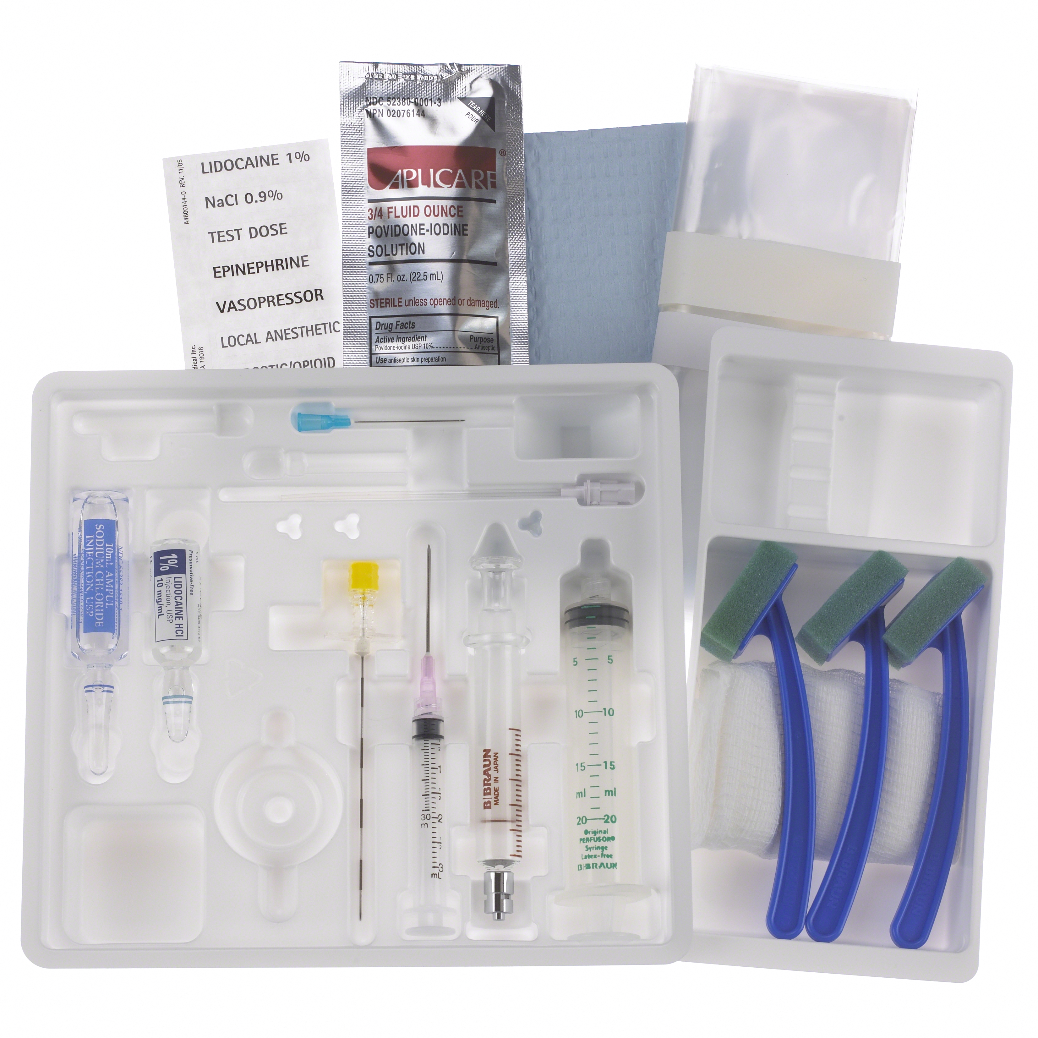 PERIFIX® 20 Ga. x 3½ in. (90 mm) Tuohy, 5 mL Glass Luer Lock LOR Tray (Kit)