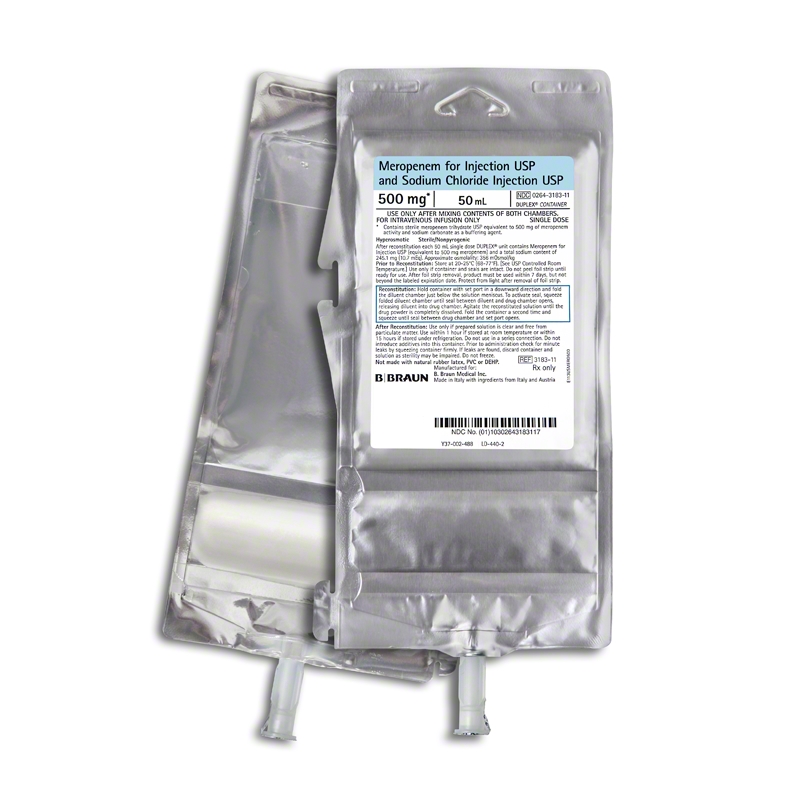 500mg Meropenem for Injection USP and Sodium Chloride Injection USP